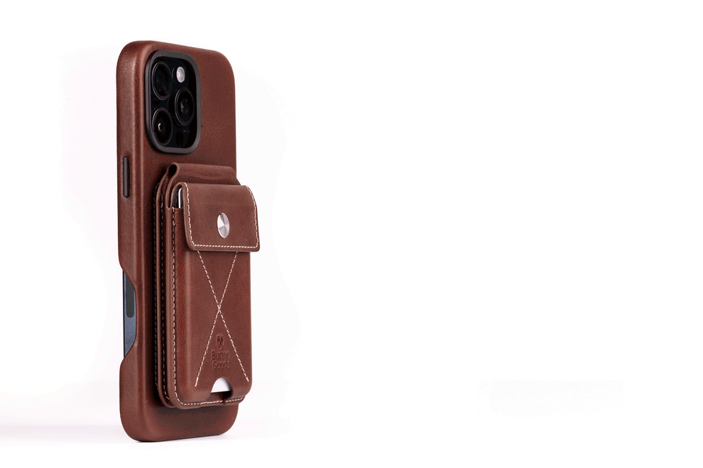 Heritage Leather MagSafe Wallet Stand | Burton Goods – Burton Goods LLC®